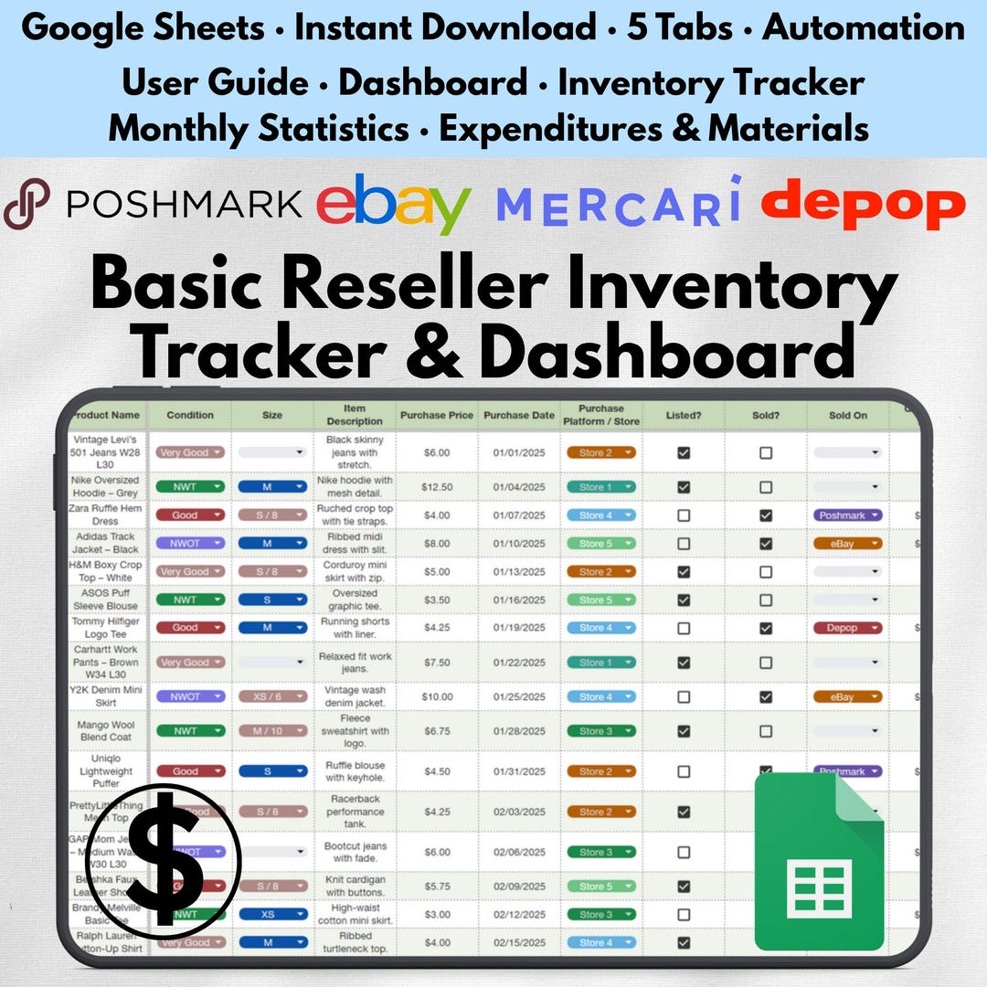 Reseller Spreadsheet Google Sheets Manage Inventory Sales Profit ...