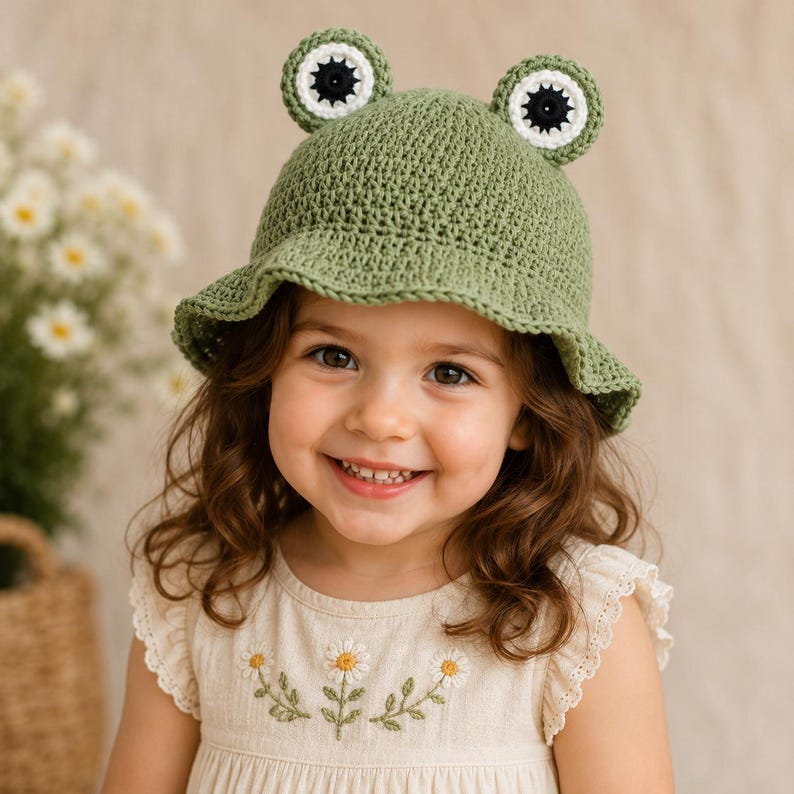 Crochet Frog Bucket Hat Pattern, 3D Eyes, Beginner Friendly (digital ...