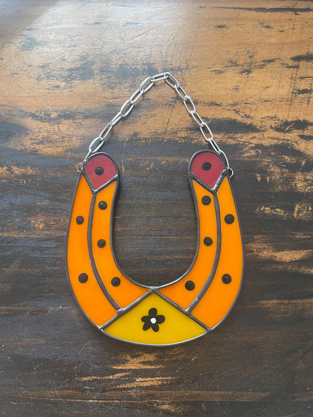 Large Handmade Horseshoe Stained Glass Suncatcher - Etsy