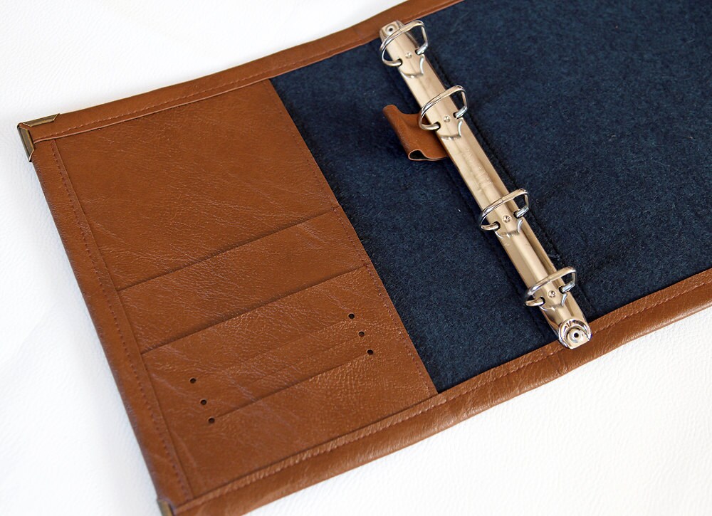 Navy Brown Felt Ring Binder Agenda/ Planner Cover / Organiser/ Daily ...