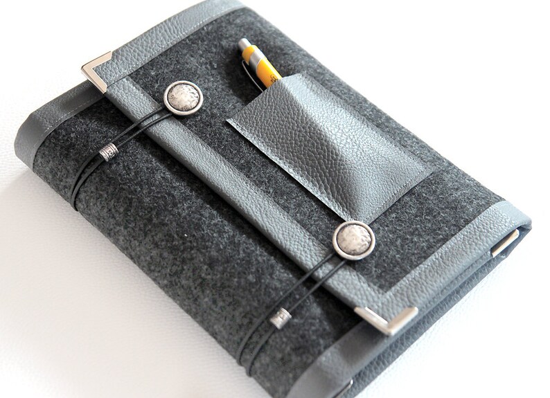 Smoked Gray Felt Ring Binder Agenda/ Planner Cover / - Etsy