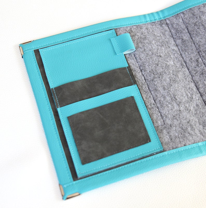 Gray Turqouise Felt Ring Binder Agenda/ Planner Cover / | Etsy