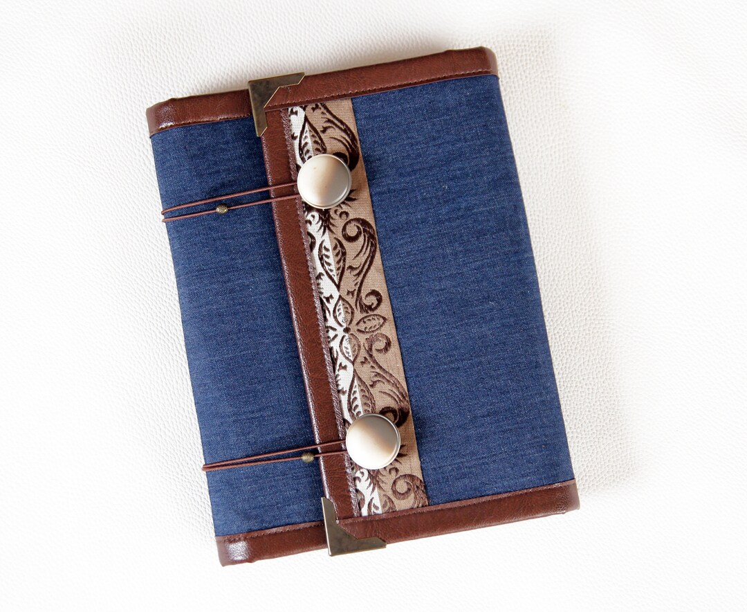 Denim Covered Felt Organizer / Felt Leather Ring Binder Agenda/ A5 ...