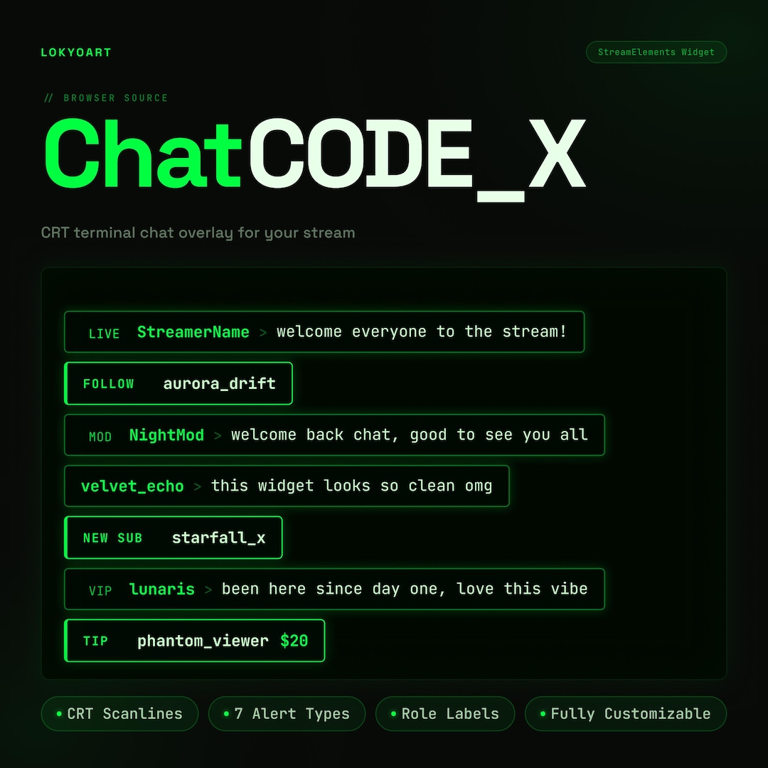 Retro Terminal Chat Widget | CRT Scanlines Twitch Overlay ...