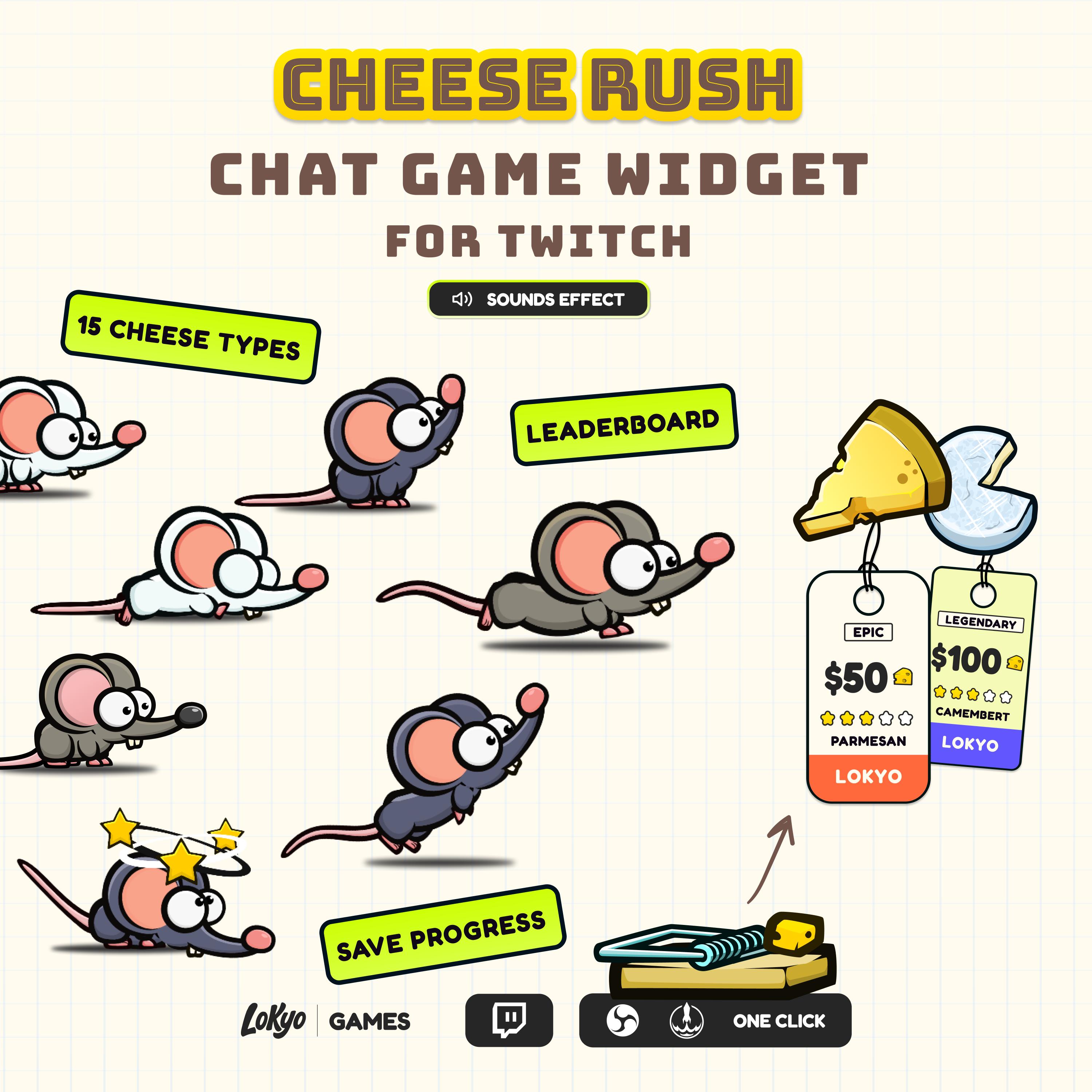 CHEESE RUSH — Animated Chat Game Widget for Twitch (streamelements ...