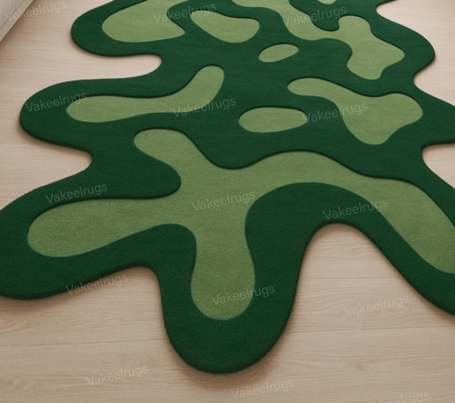 Amoeba Blob Rug: Modern Abstract Green Carpet, Funky Irregular Shape - Etsy