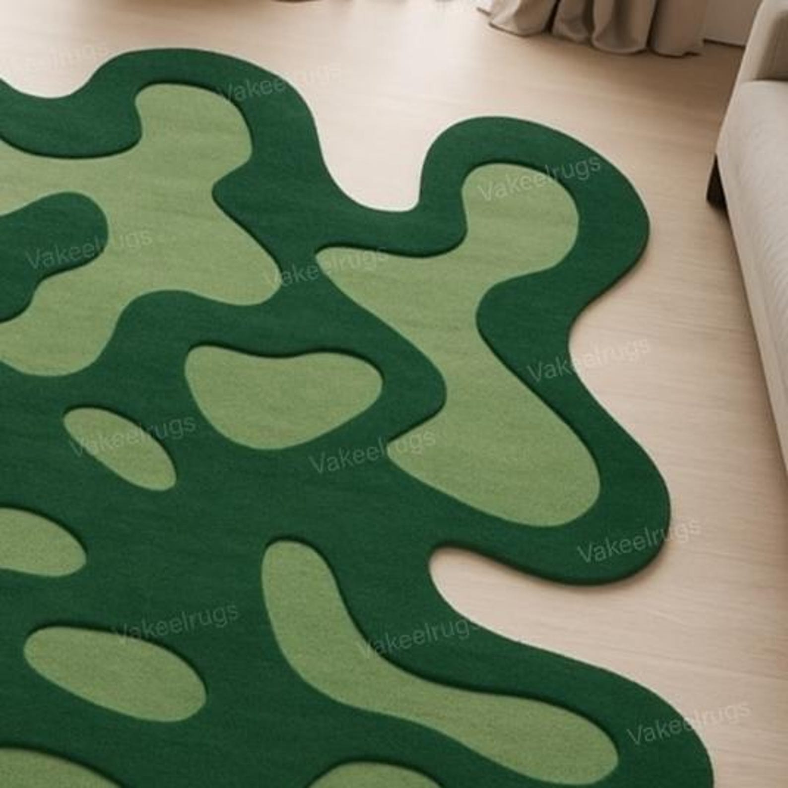 Amoeba Blob Rug: Modern Abstract Green Carpet, Funky Irregular Shape - Etsy