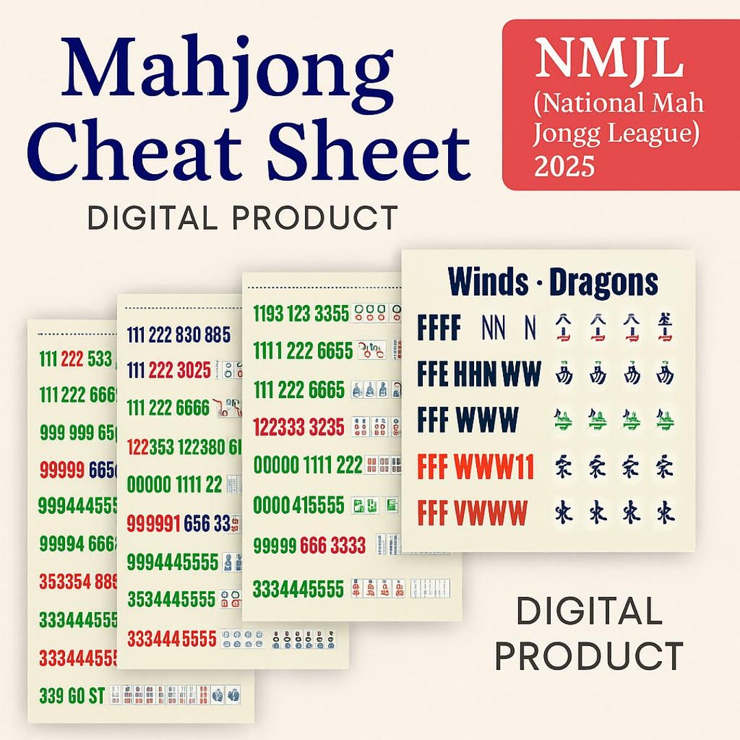 Mahjong 2025 Printable Cheat Sheet, NMJL Card 2025 Hands Guide ...
