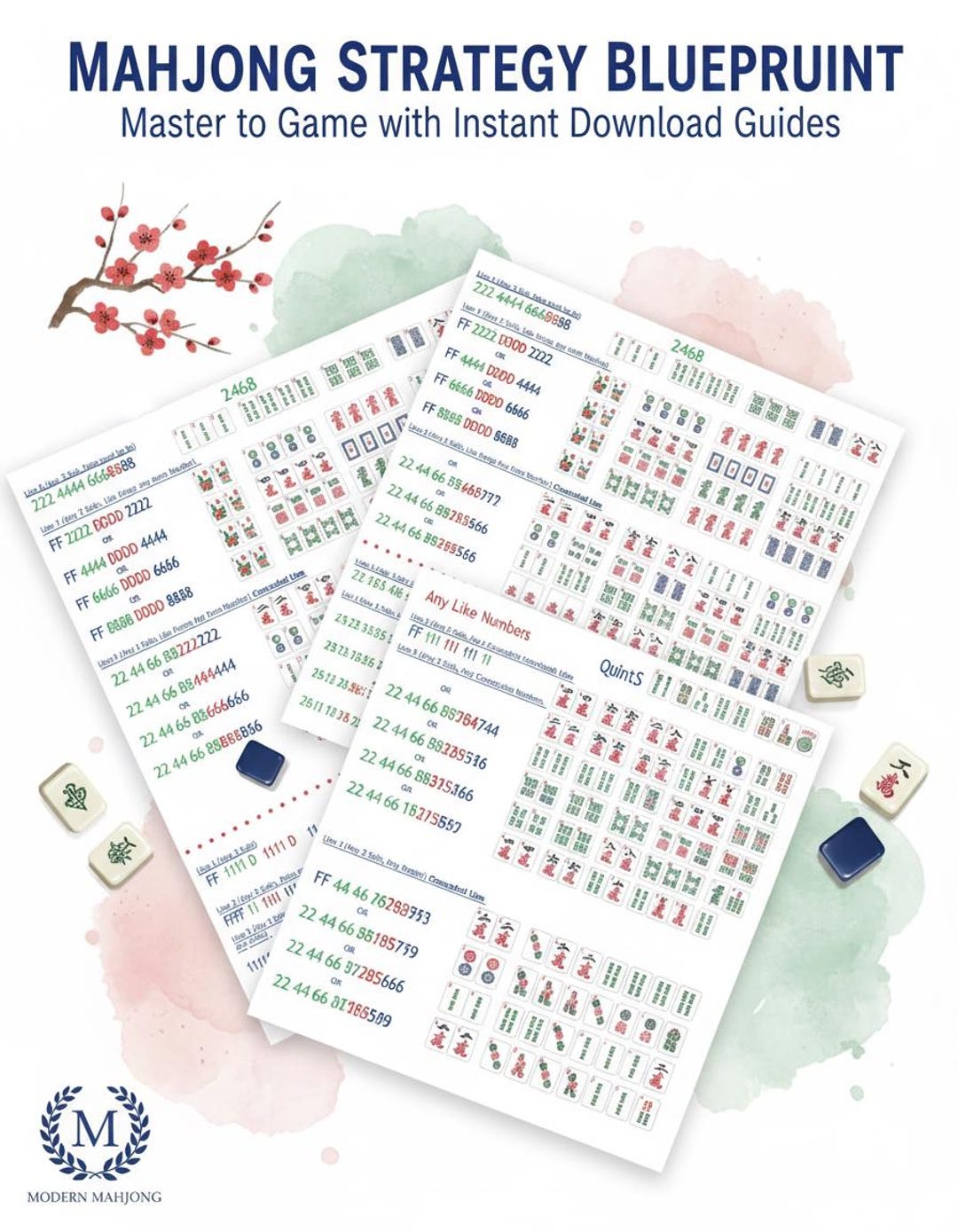 Mahjong Cheat Sheet | Modern American Mahjongg Card Summary | NMJL ...