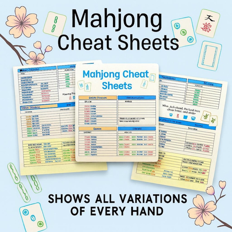 Mahjong Cheat Sheet | Modern American Mahjongg Card Summary | NMJL ...