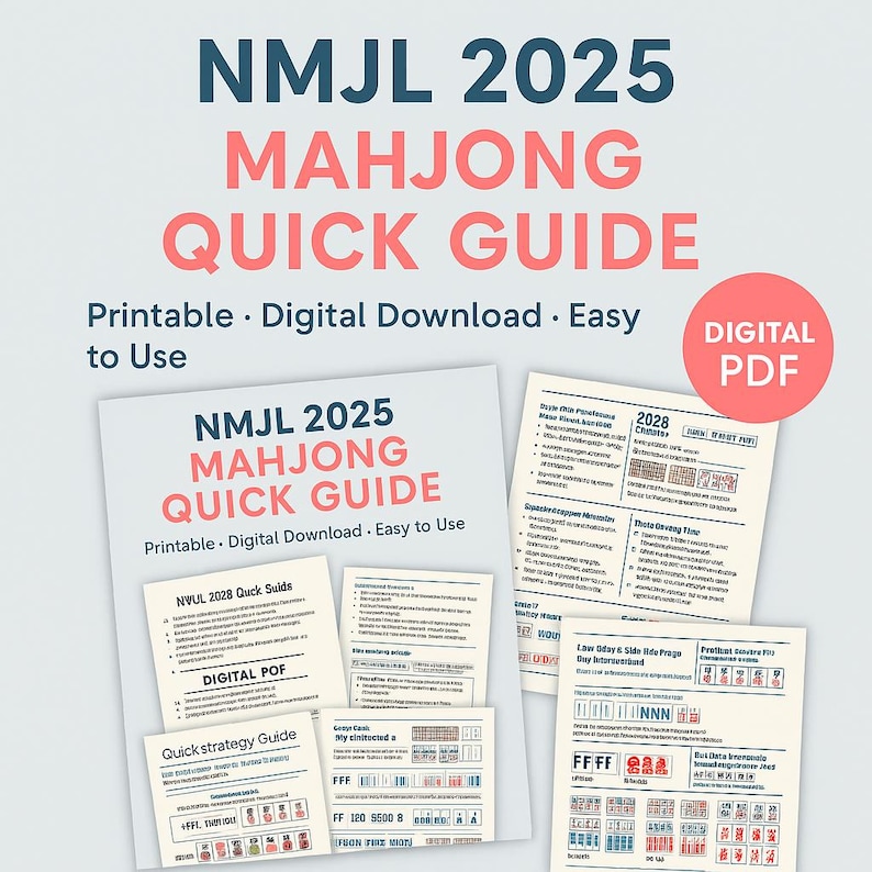 Printable Mahjong 2025 Cheat Sheet, 2025 Mahjong Hands, Beginner ...