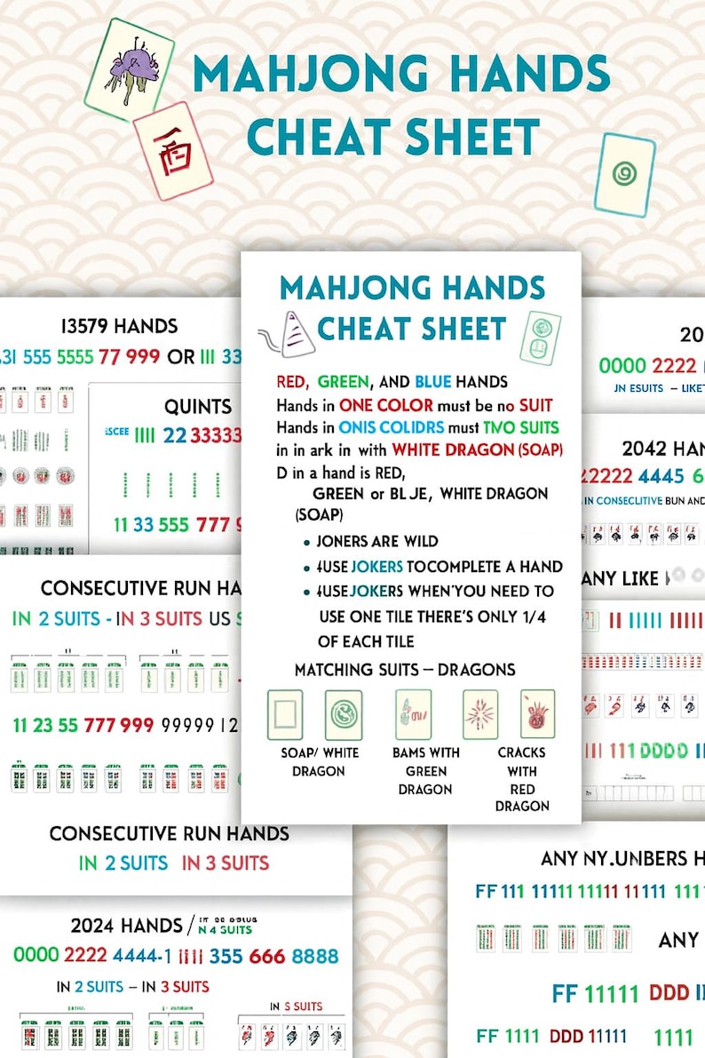 Mahjong 2025 Printable Cheat Sheet, NMJL Card 2025 Hands Guide ...