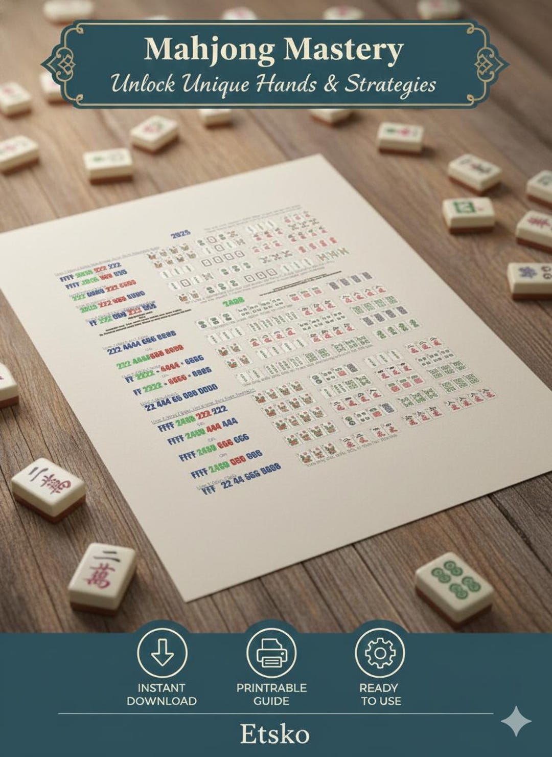 2025 Mahjong Cheat Sheet for NMJL Card | Printable American Mah Jongg ...