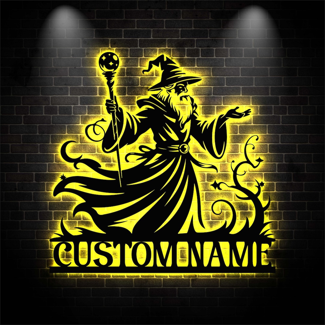 Custom Wizard LED Metal Sign: Personalized Fantasy Magic Decor, Magic ...
