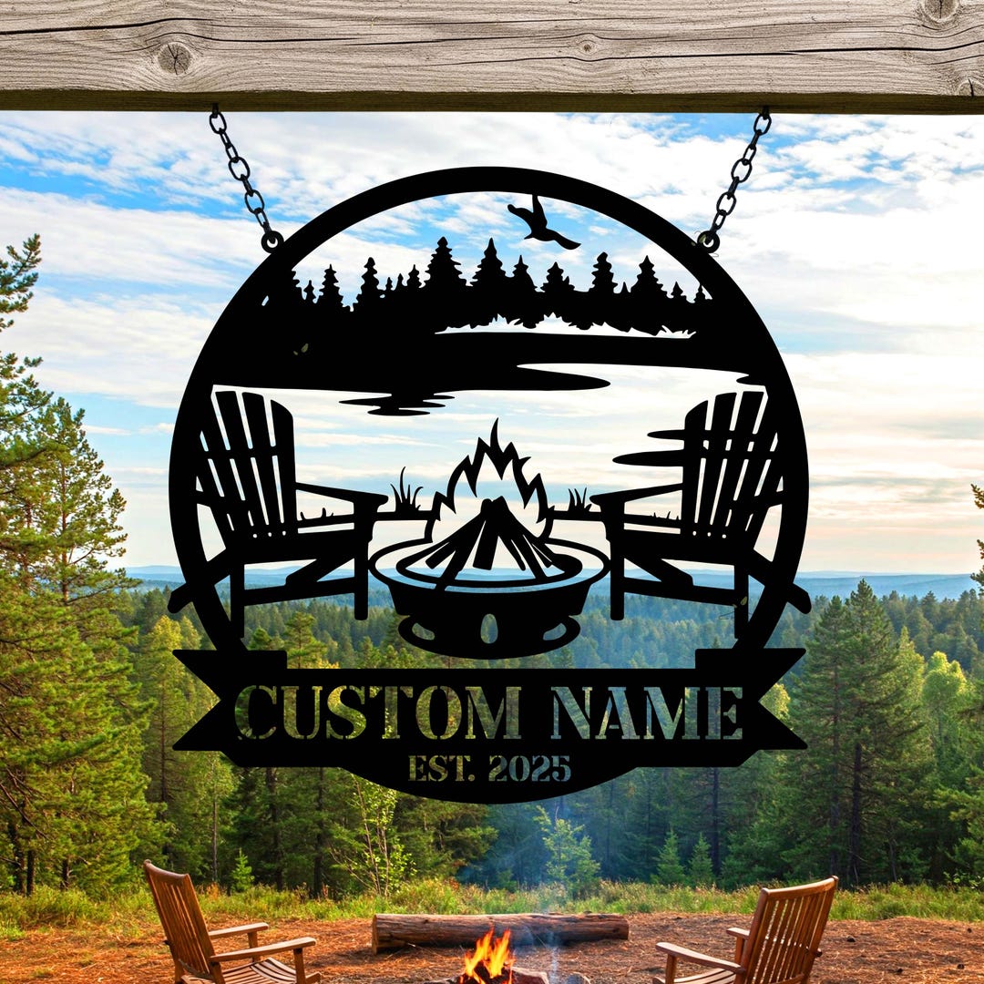 Personalized Fire Pit Metal Sign, Custom Family Name Campfire Sign ...
