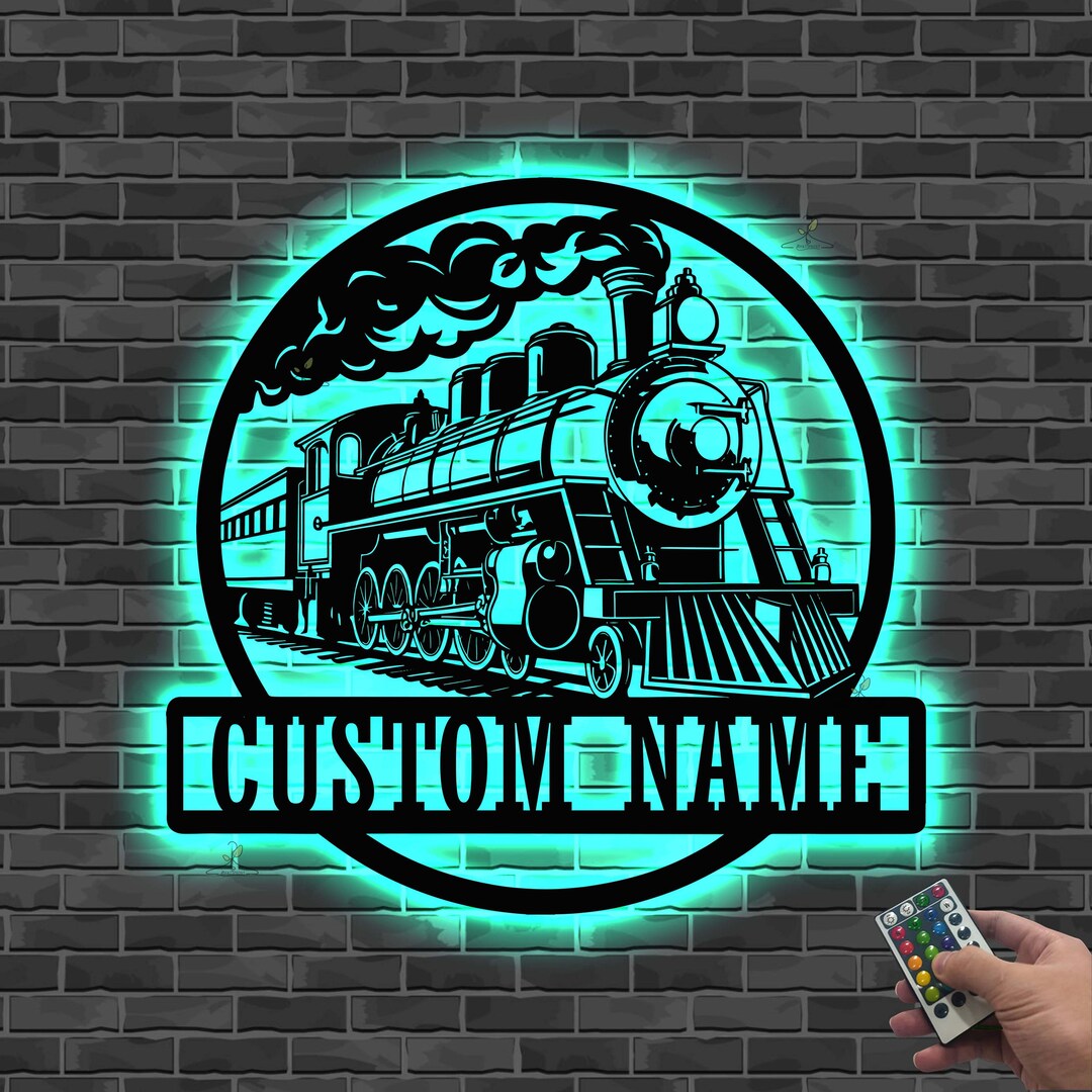 Personalized Train LED Sign, Custom Railroad Crossing Art, Unique Gift ...