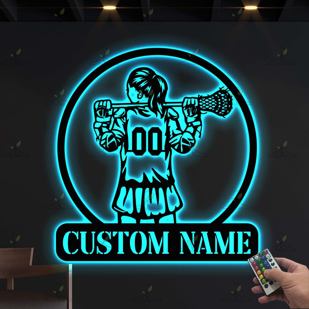 Custom Lacrosse Girl Sign: Personalized Name, Female Player Metal Wall ...