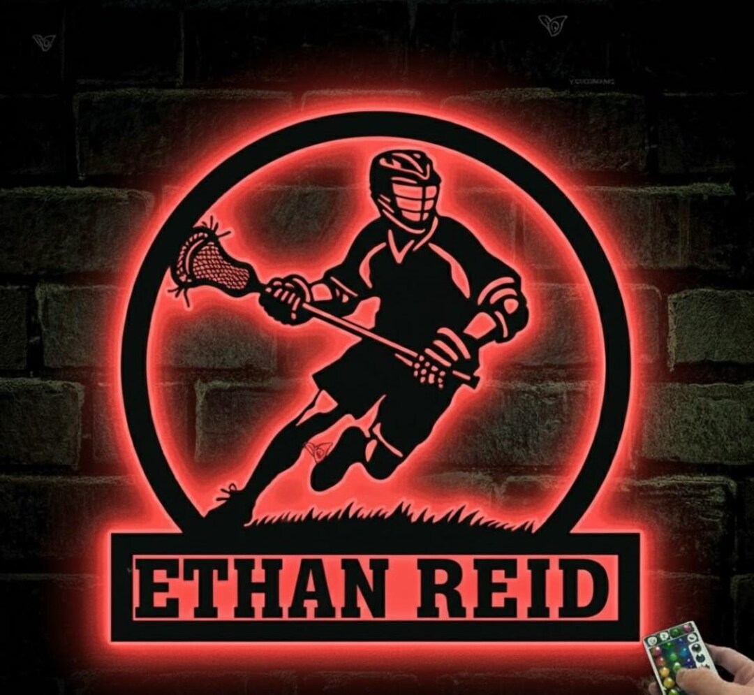 LED Light Lacrosse Player Custom Metal Sign, Personalized Lacrosse ...