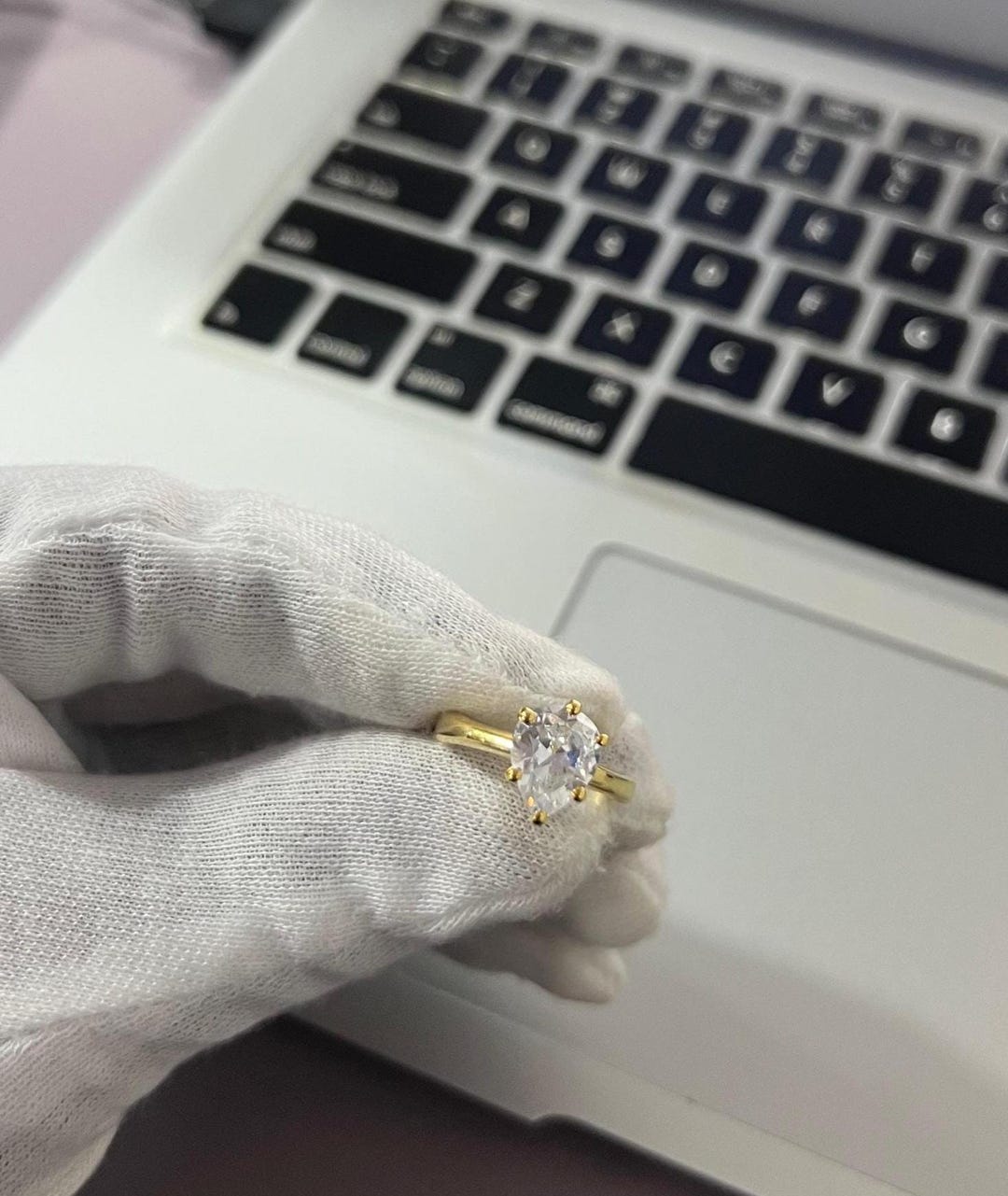 Pear Cut 1.20ct Solitaire Diamond Ring Women's 14K Yellow Gold Finish ...