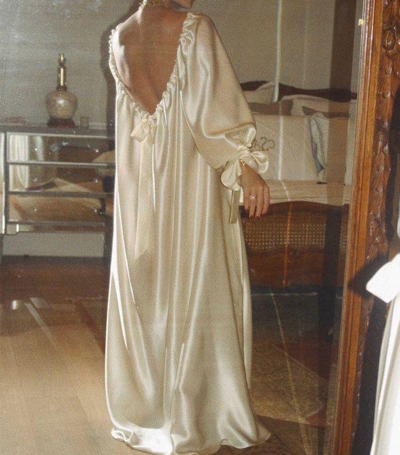 Vintage Satin Silk Nightgown, Adjustable Bridal Sleep Dress, Custom ...