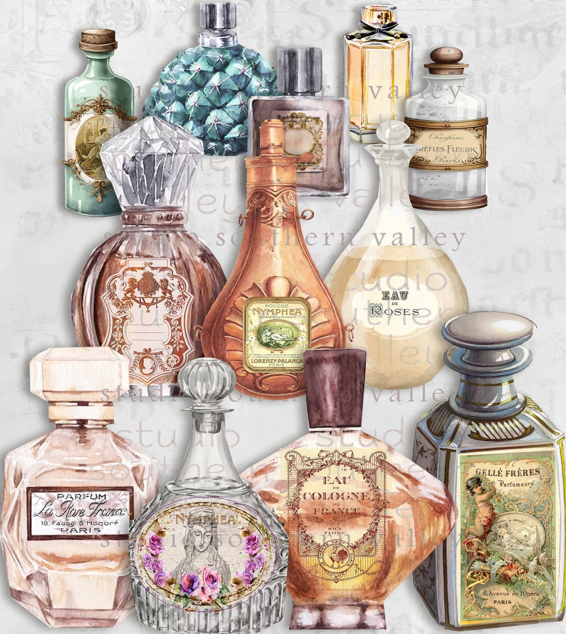 Perfume Bottle Tags, Vintage French Perfume, Labels, Perfume Tags ...