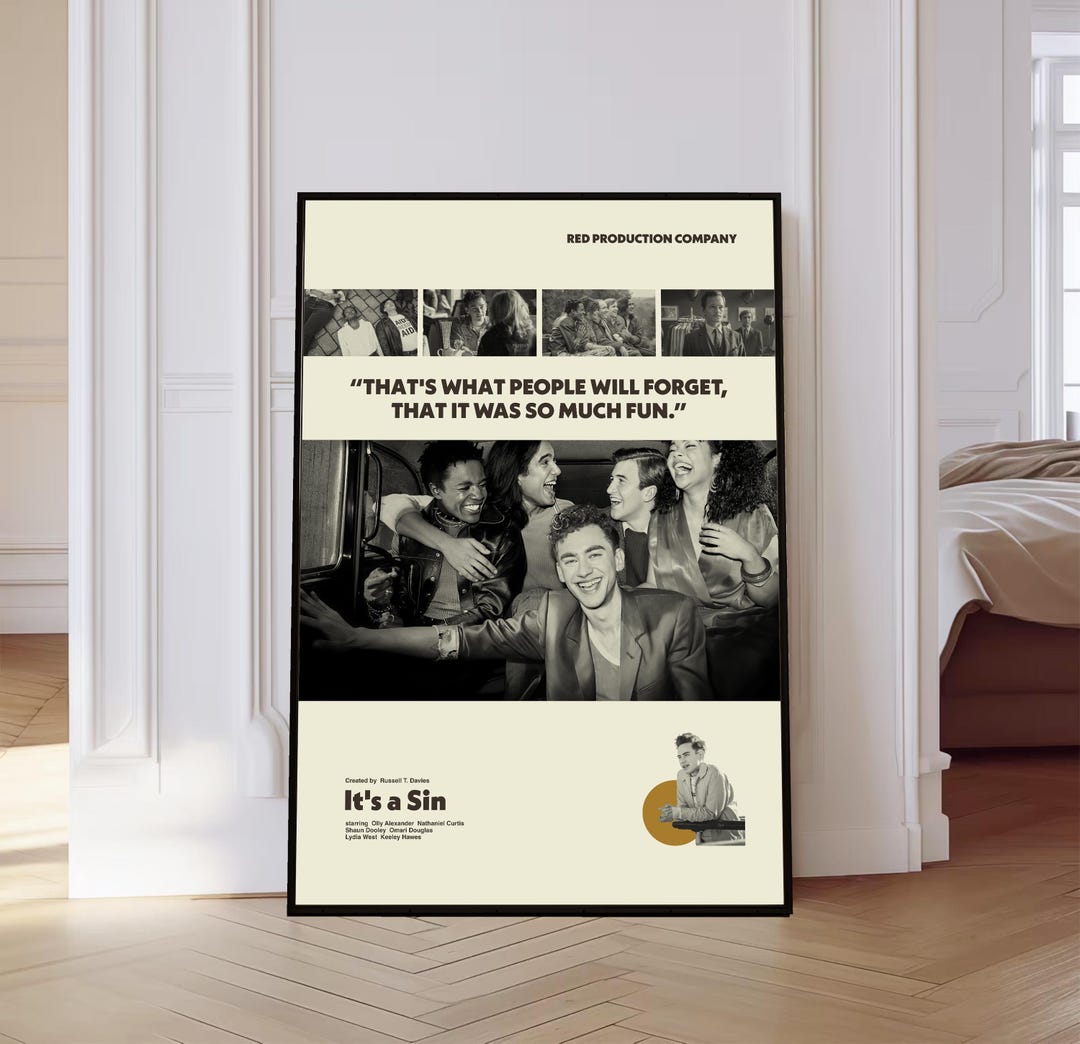 It's a Sin Poster, It's a Sin Movie Poster, Mid Century Art, Retro ...