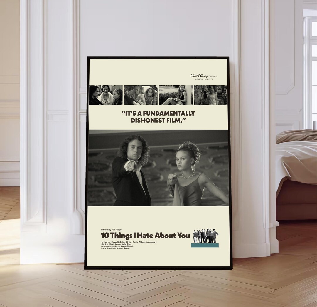 10 Things I Hate About You Poster, Movie Poster, Mid Century Art, Retro ...