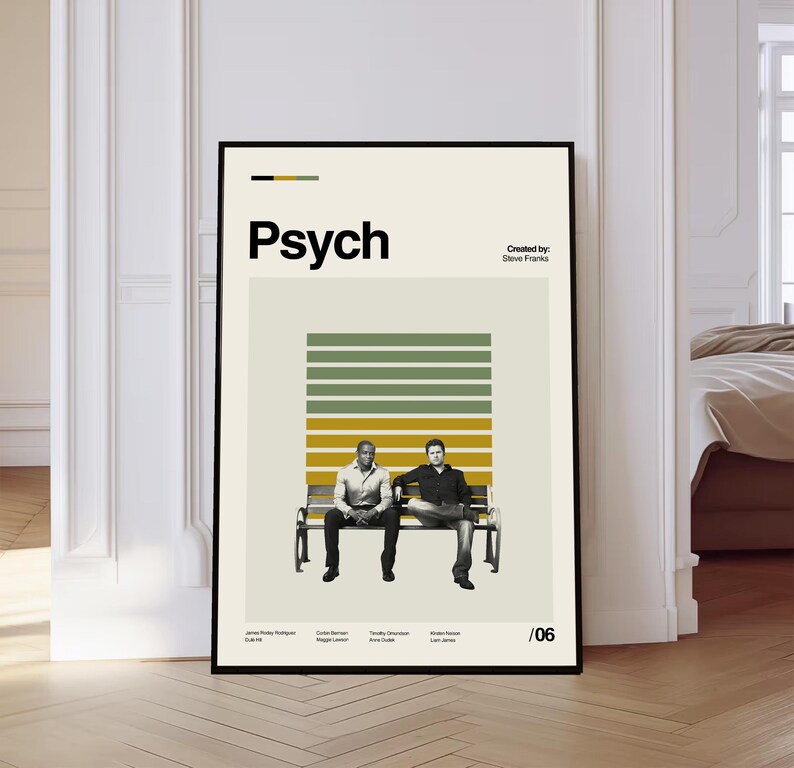 Psych Tv Series Poster, Steve Franks Film Poster, Mid Century Art ...