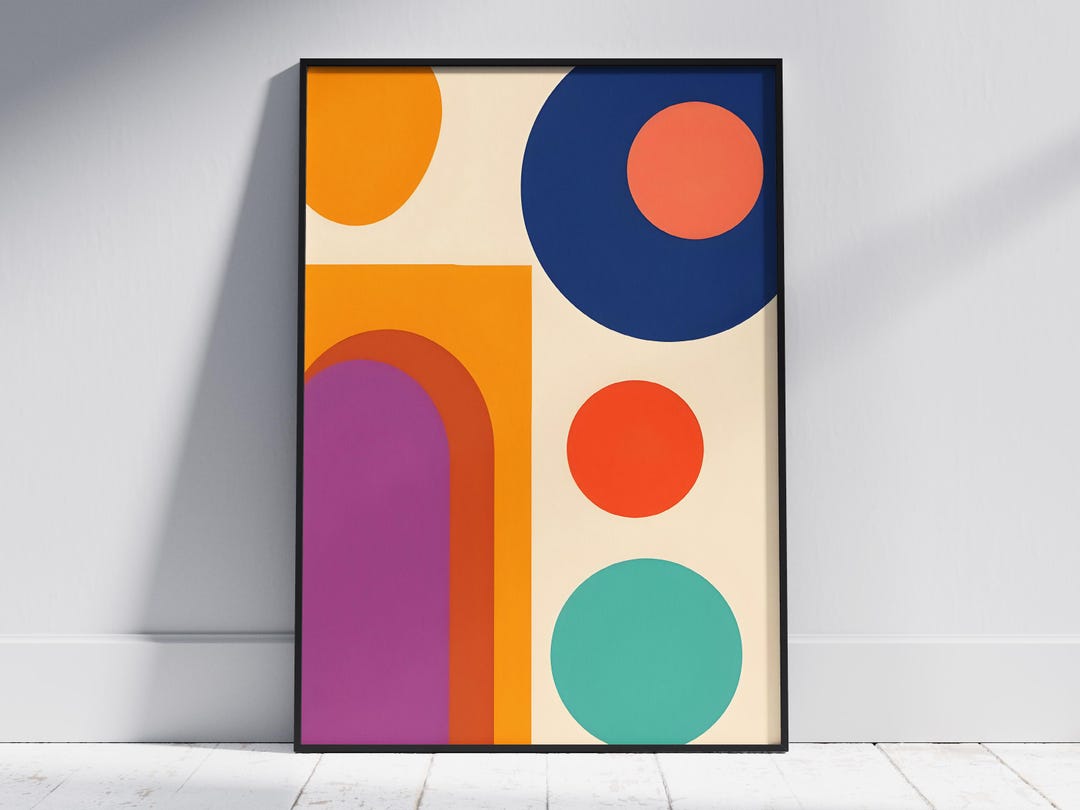 Mid-century Modern Geometric Print: Abstract Arches & Circles (digital ...