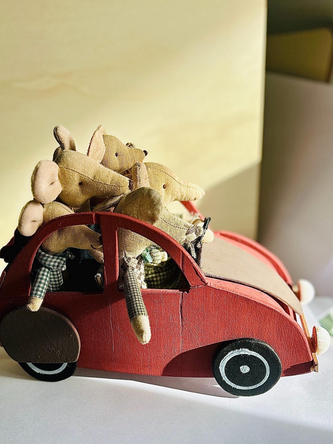 Handmade Miniature Wooden Car – Red Dollhouse Accessory, Maileg Size - Etsy