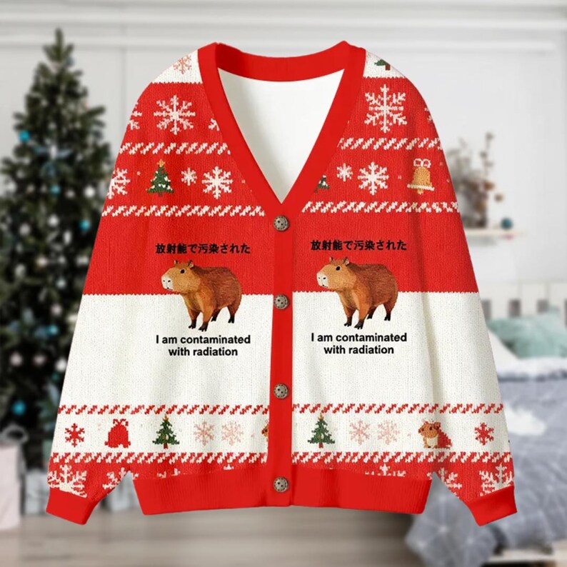 Funny Capybara Radiation Cardigan, I Am Contaminated With Radiation ...