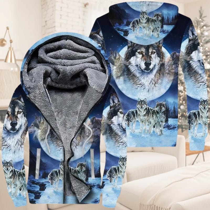 Wolf Fleece Jacket - Etsy UK