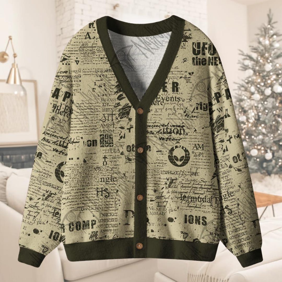 UFO Alien Conspiracy Cardigan, Cryptid Core Xmas Sweater, Dark Academia ...