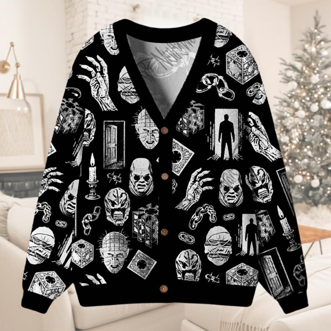 Horror Movie Cardigan, Pinhead Cenobite Sweater, Gothic Hellraiser ...