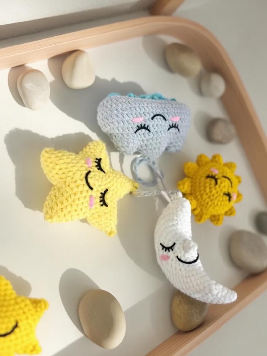Weather Keychain Crochet Pattern PDF 4 in 1 | Sun Moon Star Cloud ...