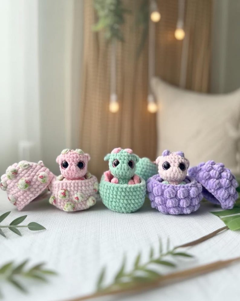 Crochet Hatching Baby Dragons and Eggs Pattern PDF, Low-sew No-sew ...