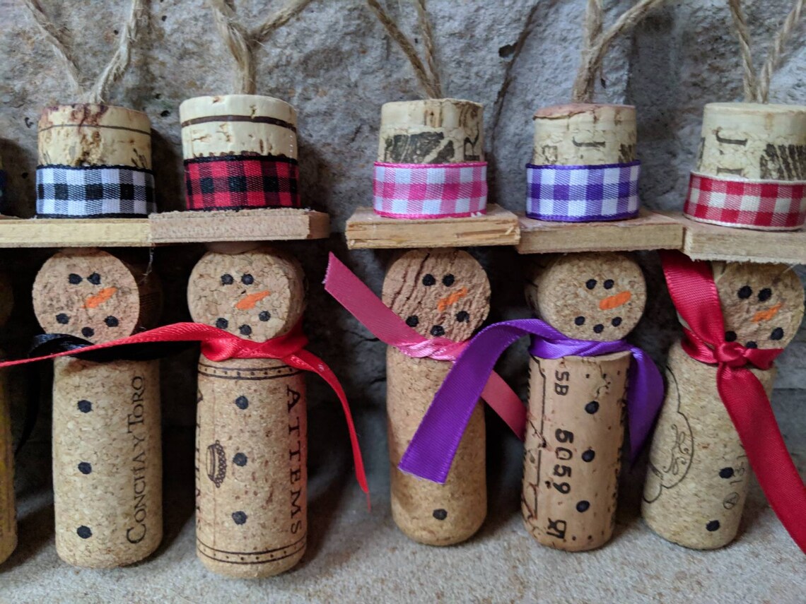Wine Cork Snowman Christmas Ornament - Etsy