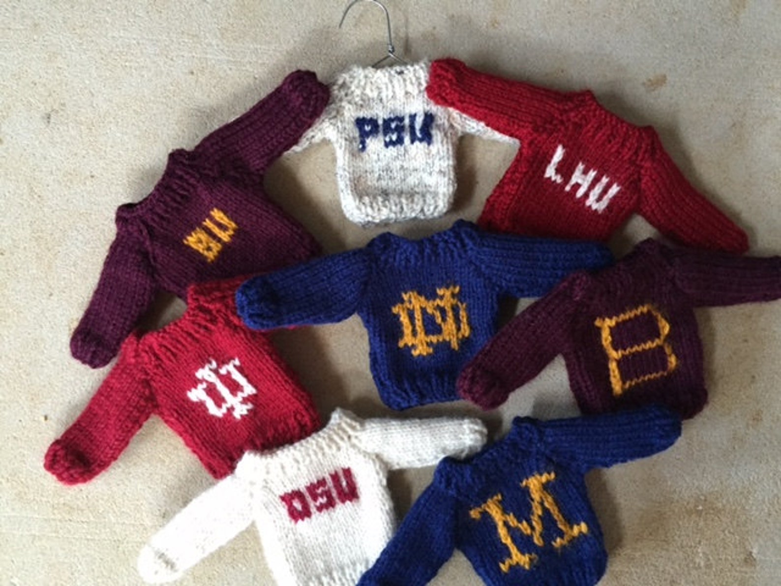 Mini Hand Knit Christmas College Sweater Decoration/ornament - Etsy