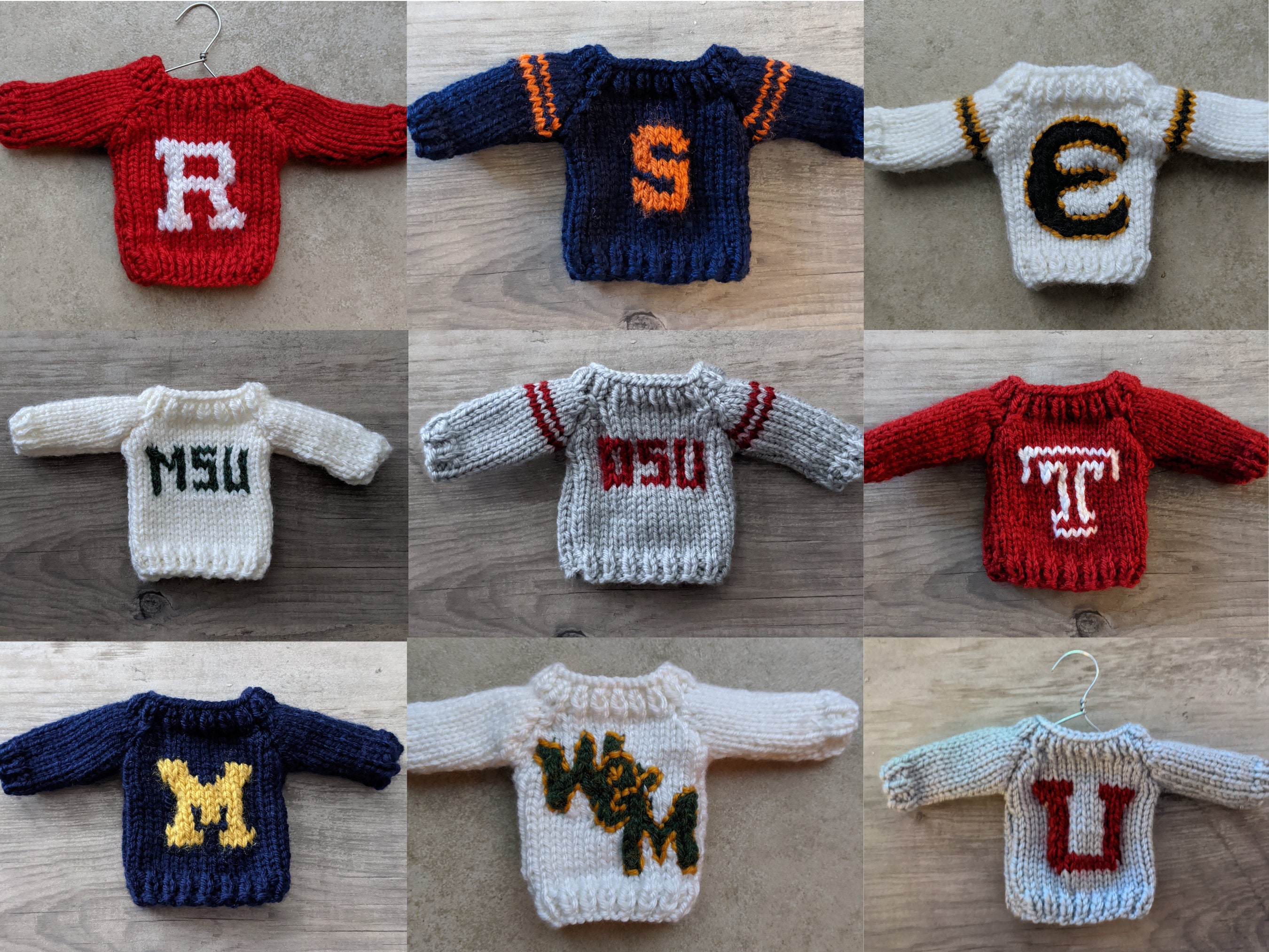Mini Hand Knit Christmas College Sweater Decoration/ornament - Etsy