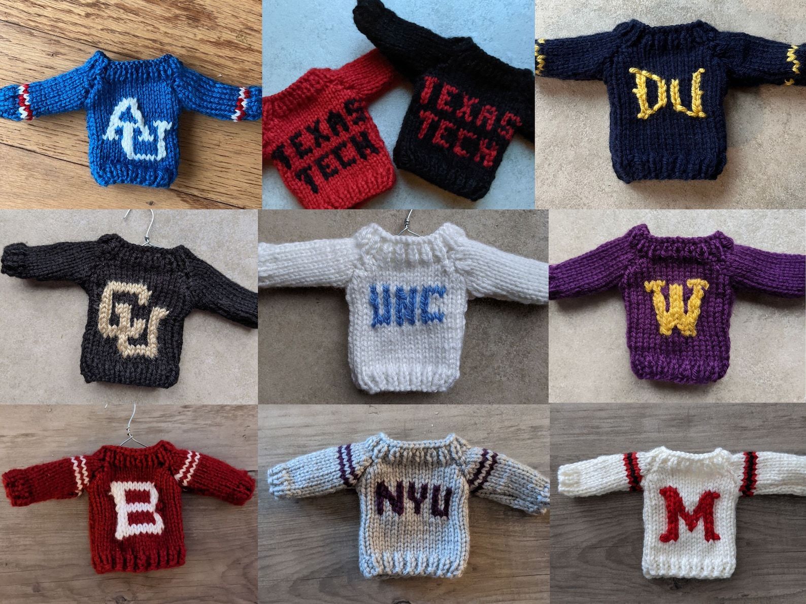 Mini Hand Knit Christmas College Sweater Decoration/ornament - Etsy