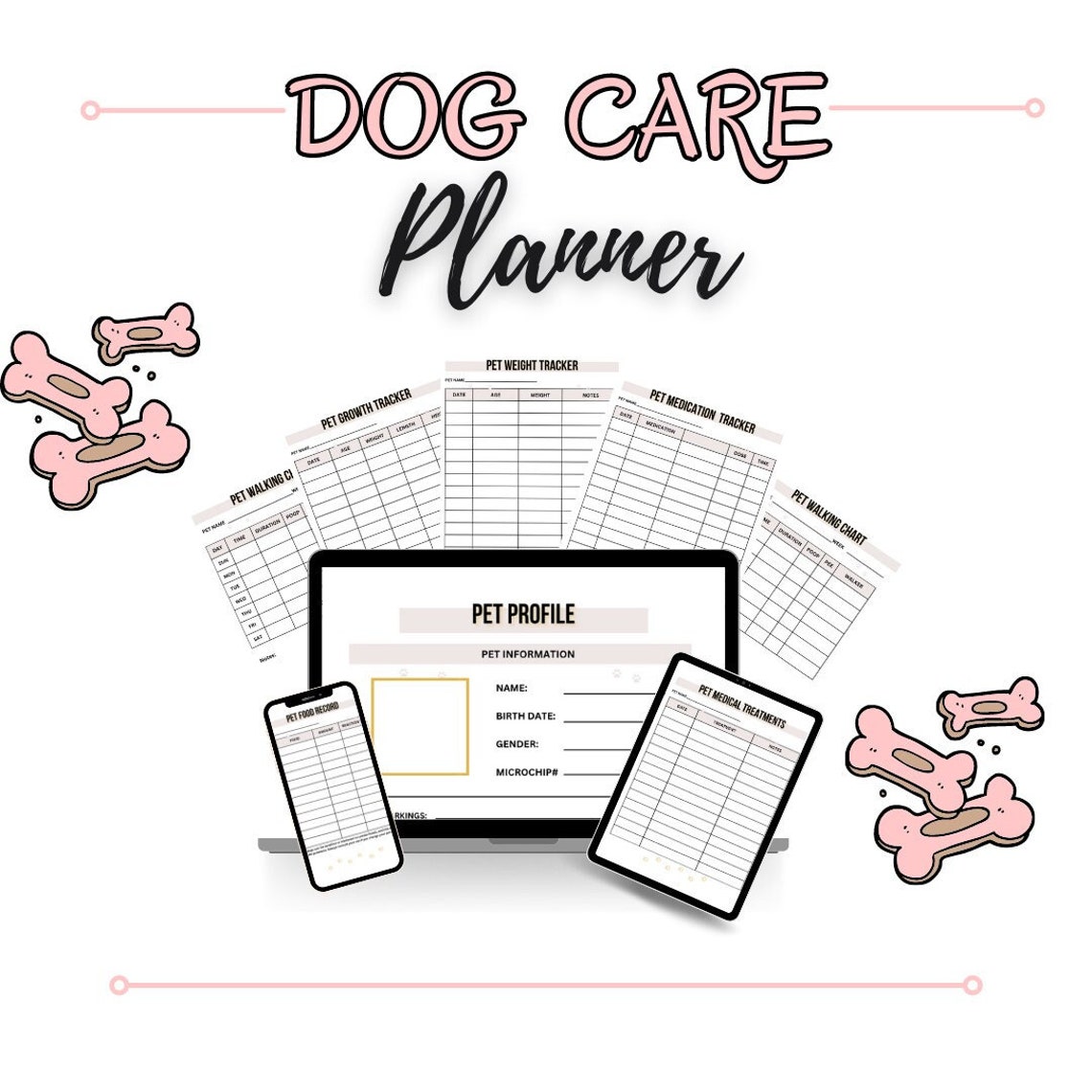 Printable Dog Care Planner, Puppy Planner, Dog Walking, Pet Vaccination ...