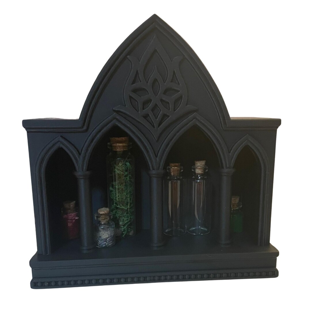 Gothic Desktop Altar Shelf | Mini Apothecary Bottle Display | Witchy ...