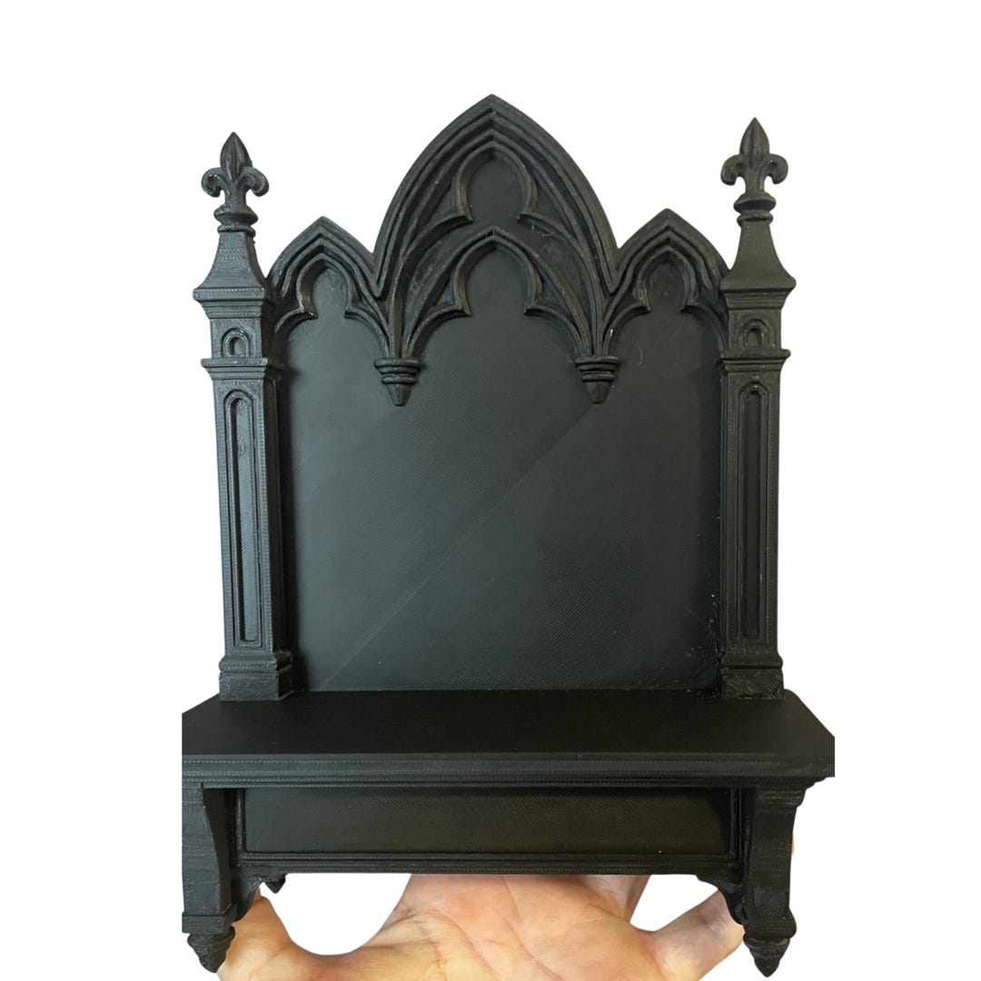 Gothic Cathedral Mini Tabletop Shelf: Dark Altar Display for Jewelry ...