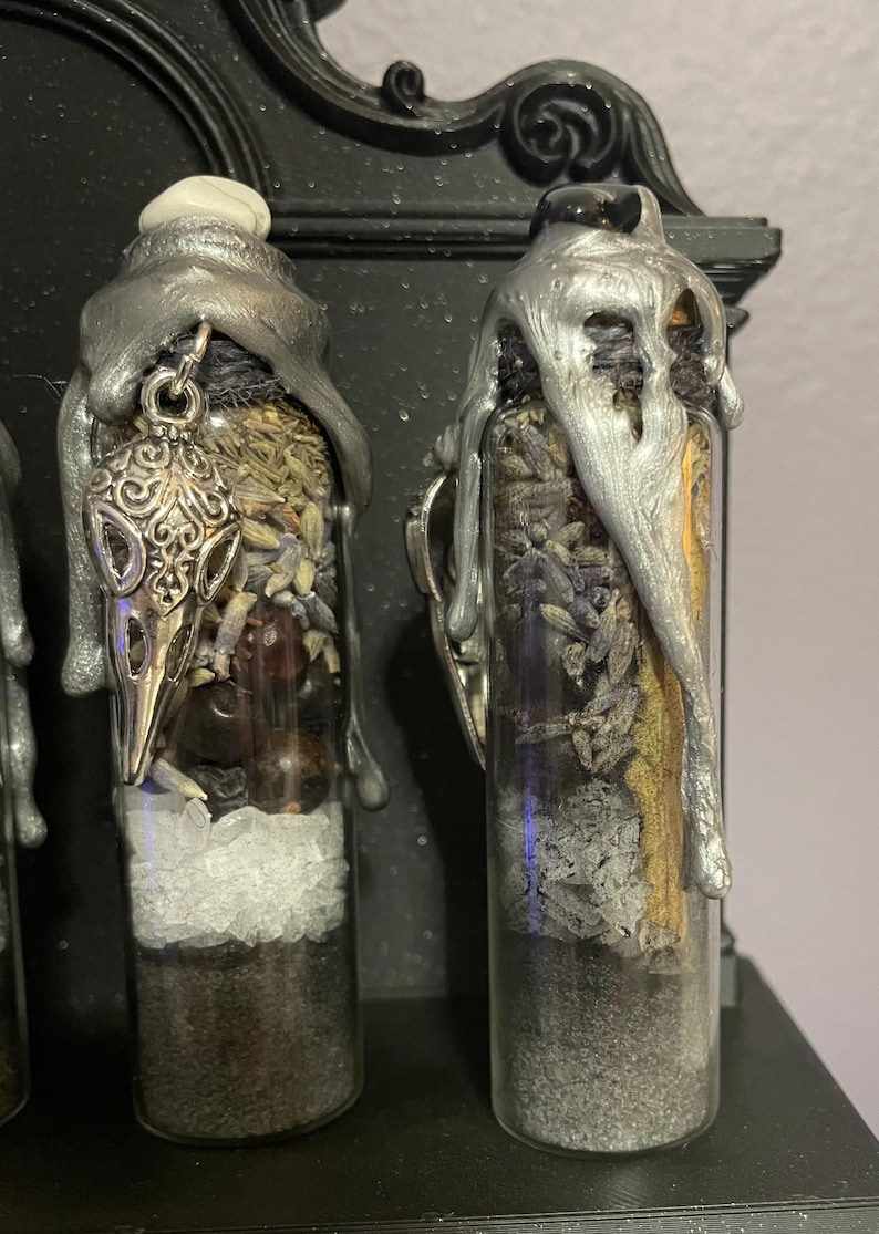 Raven Protection Spell Jar: Gothic Herbal Curio With Silver Charm - Etsy