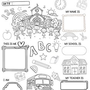 First Day of School Coloring Page: All About Me Worksheet (8.5x11 PDF ...