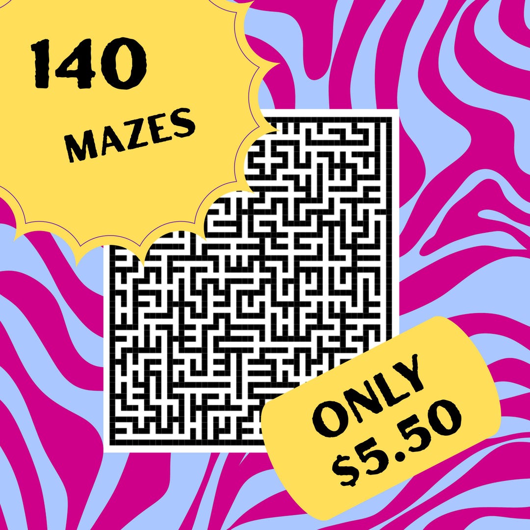 140 Maze Puzzles: Printable Activity Book (PDF Downloadable Mazes) #1 ...