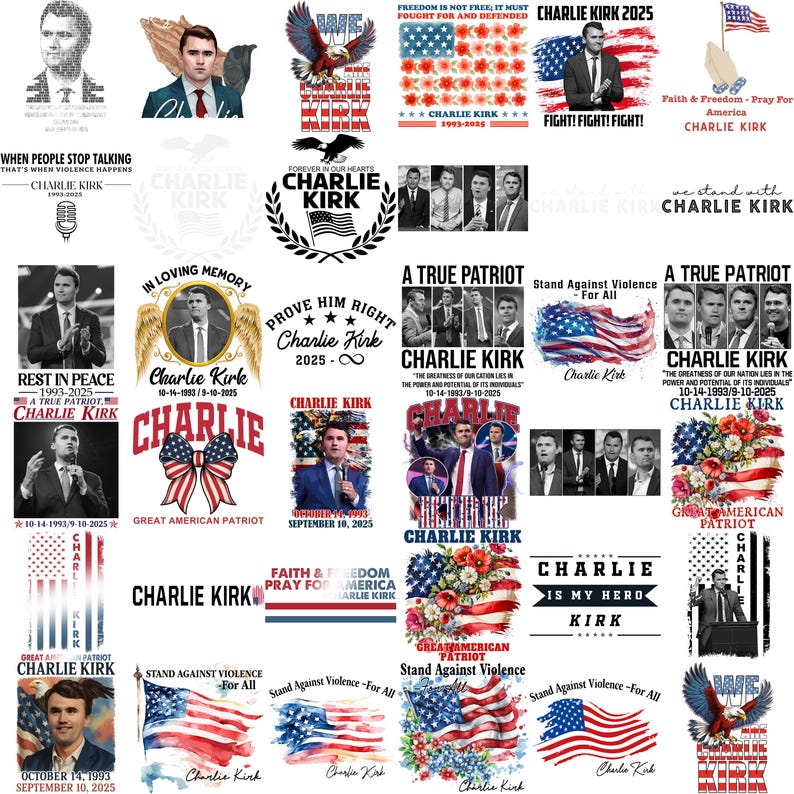 Charlie Kirk PNG Bundle: Human Rights Memorial Designs (PDF) - Etsy