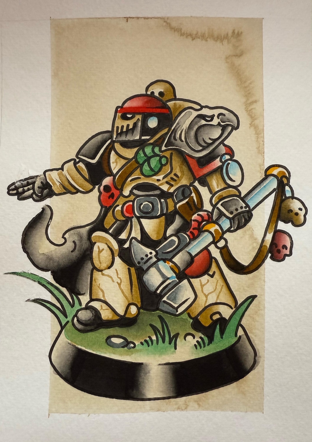 A5 Bespoke Warhammer 40k Miniature Figure Portrait Painting on ...