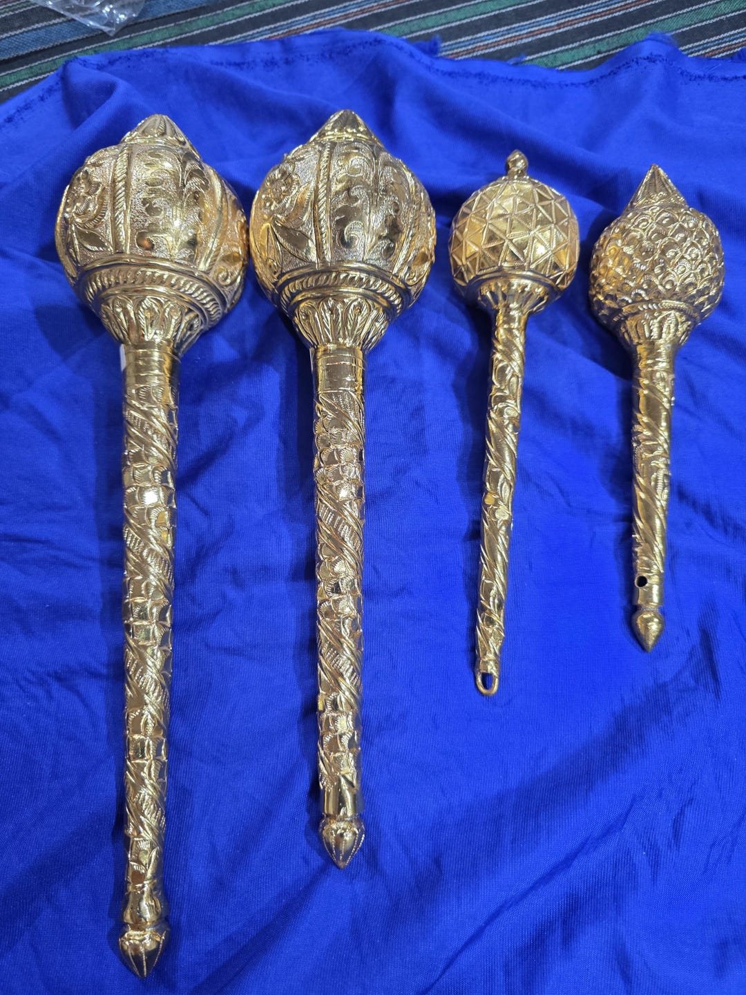 Handcrafted Brass Hanuman Gada | Gold Polished Mace | 14/12/9/8 Inch ...