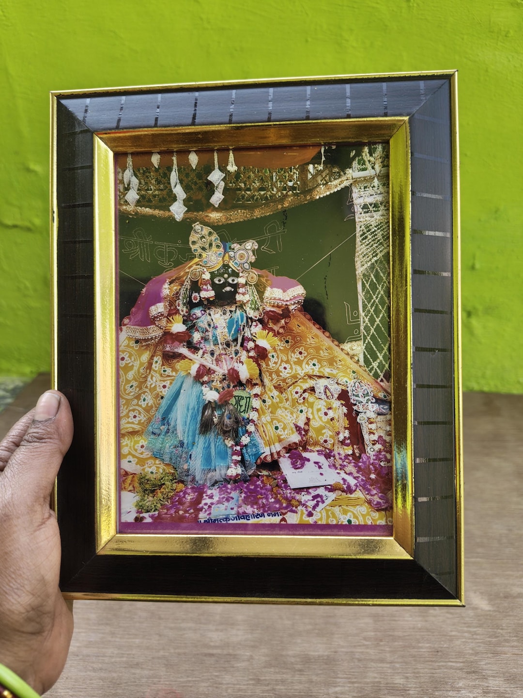 Radha Vallabh Lala Wooden Photo Frame 10x8 Inch | Strong Wood Border ...